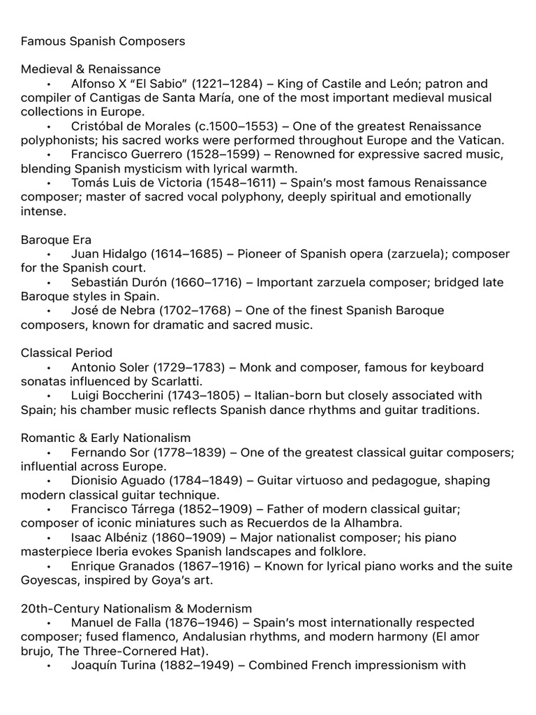 Spanish Composers | PDF