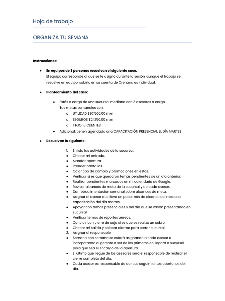 Hoja de Trabajo Orgniza Agenda y Mejora Habitos | PDF