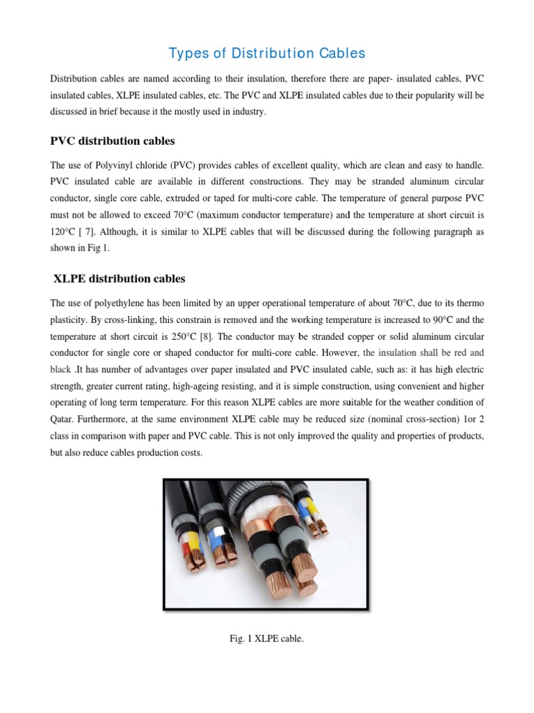 Power Distribution Cable Types Overview | PDF | Cable | Insulator ...