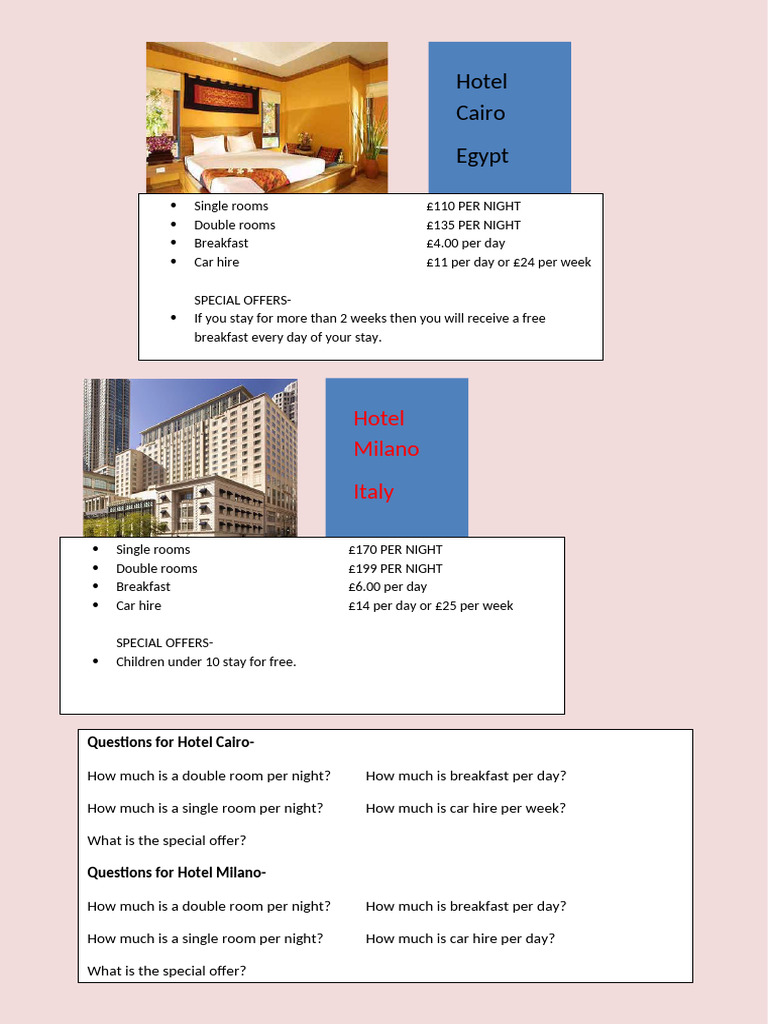Staying in a Hotel 62768 | PDF