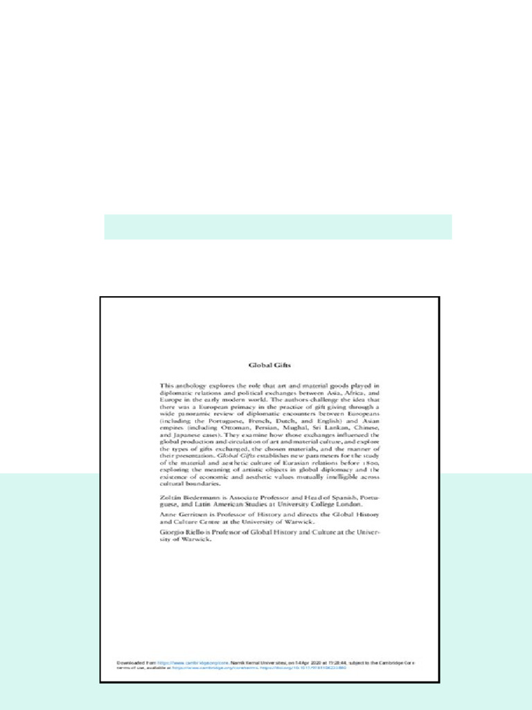 Global Gifts The Material Culture Of Diplomacy In Early Modern Eurasia ...
