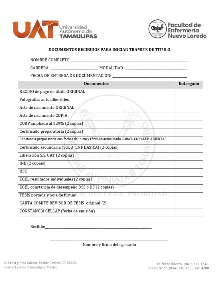 Documentos Recibidos Para Iniciar Tramite de Titulo 2024 Le (1) | PDF