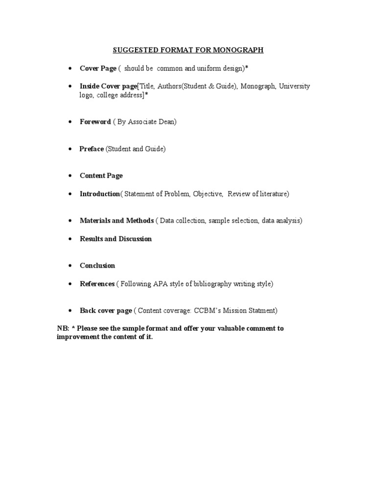 Monograph Format | PDF