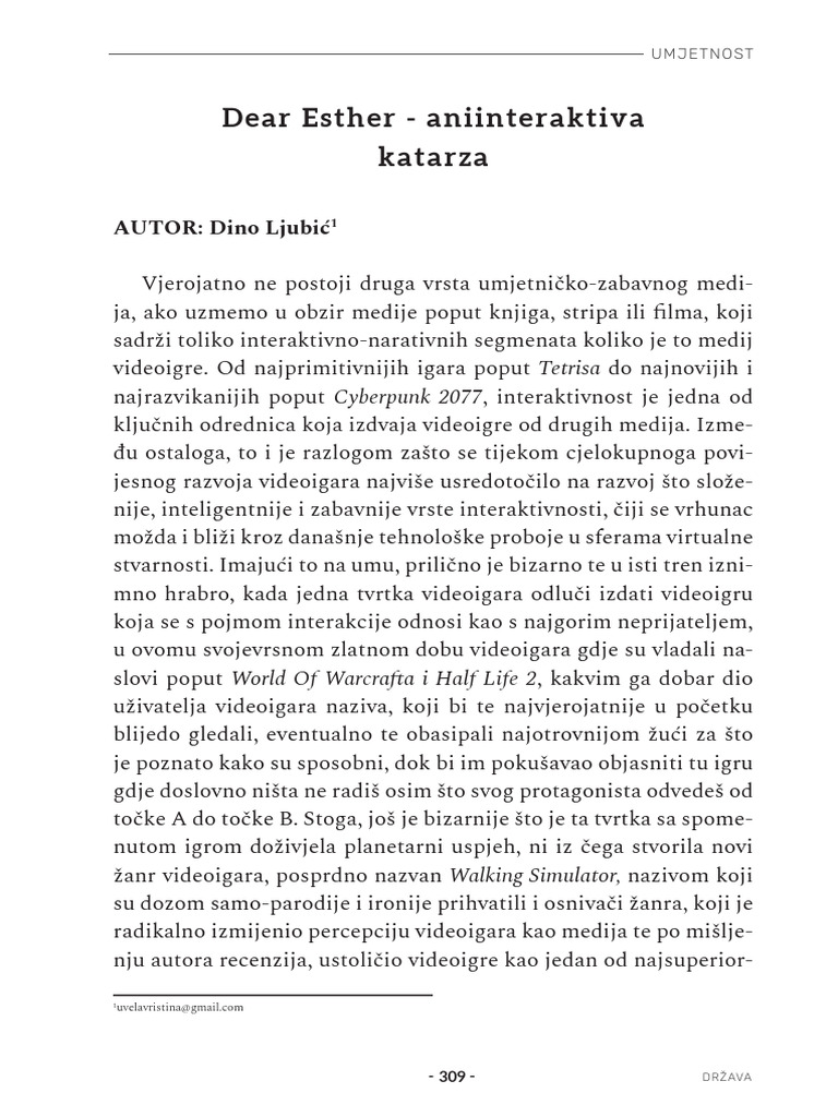 Dear Esther - Aniinteraktiva Katarza | PDF