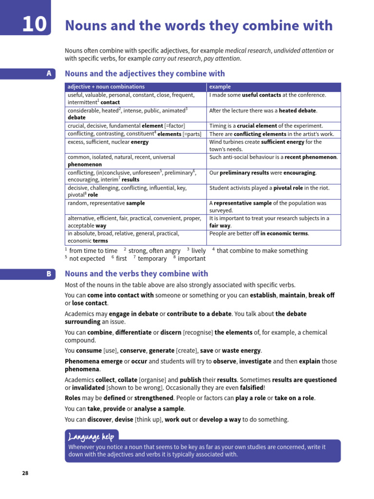 Noun and Adjective Combination Exercise | PDF | Adjective | Noun