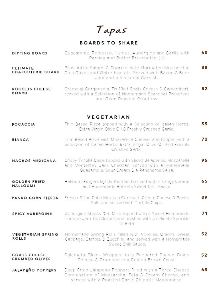 Tapas: Boards To Share | PDF | Hamburgers | Salad