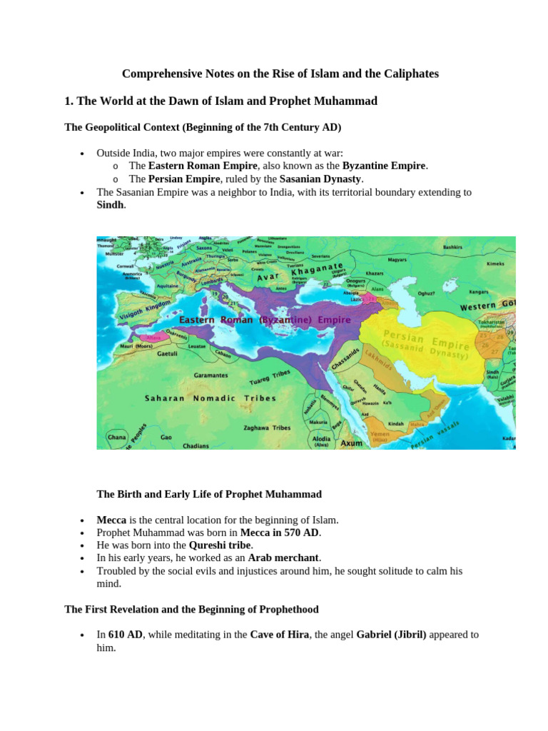 Comprehensive Notes on the Rise of Islam and the Caliphates- Age of ...