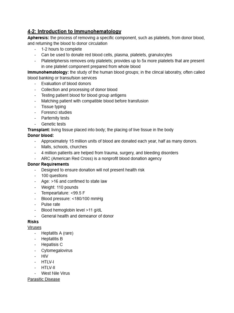 Immunohematology and Blood Donation Guide | PDF | Blood Donation ...