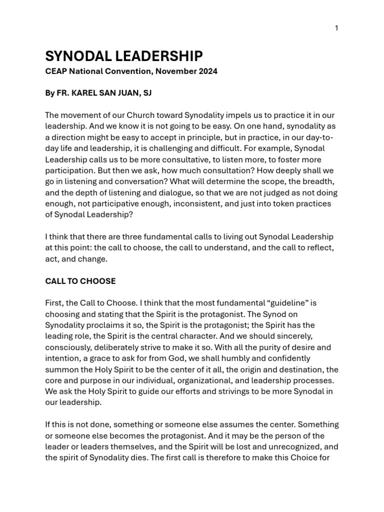 Synodal Leadership Insights for 2024 | PDF | Leadership | Love