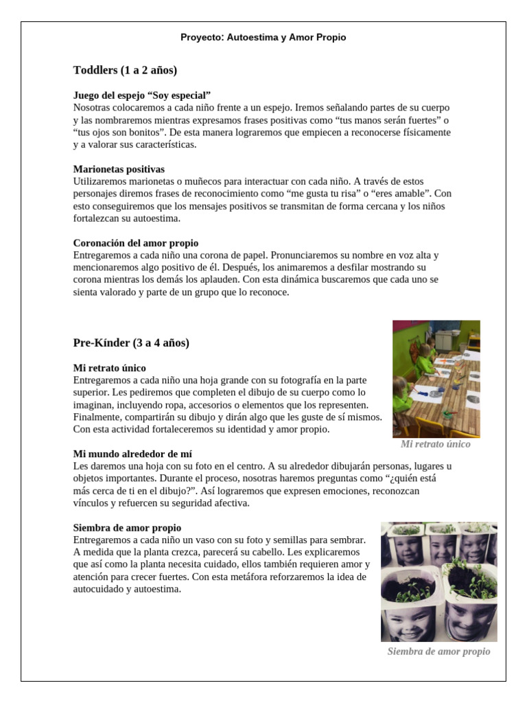 Proyecto, autoestima y amor propio. | PDF | Autoestima | Amor