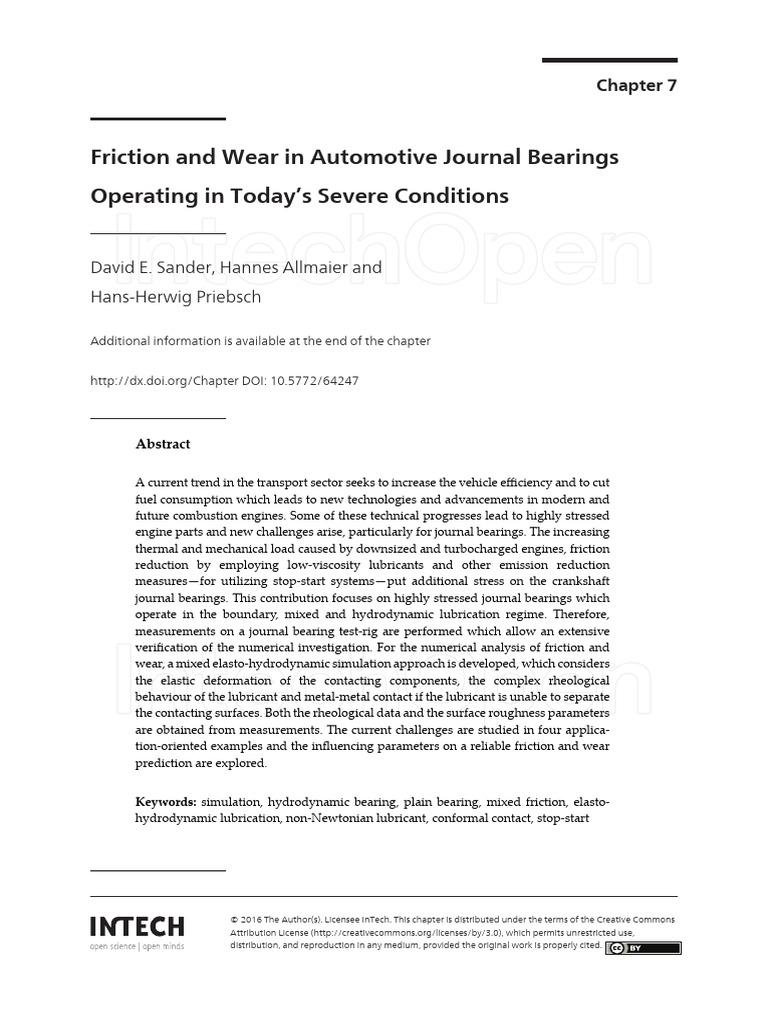 Automotive Journal Bearings: Friction & Wear | PDF | Wear | Friction