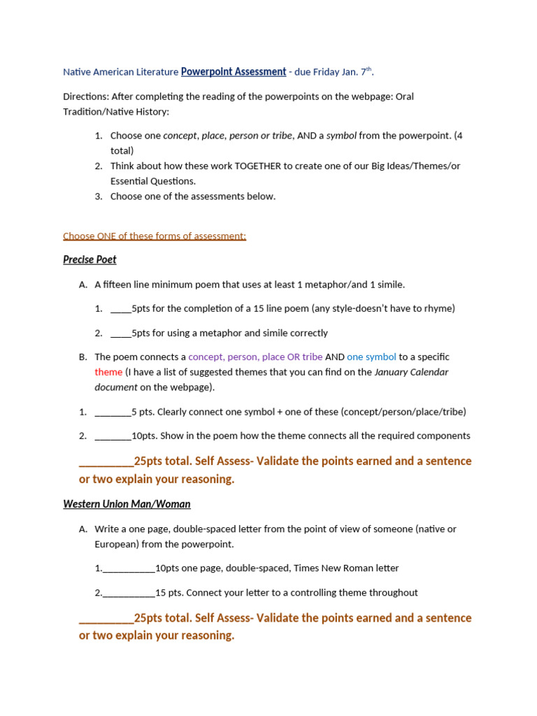 12192018 AAA-Native American Literature Powerpoint Assessment (2025!10 ...