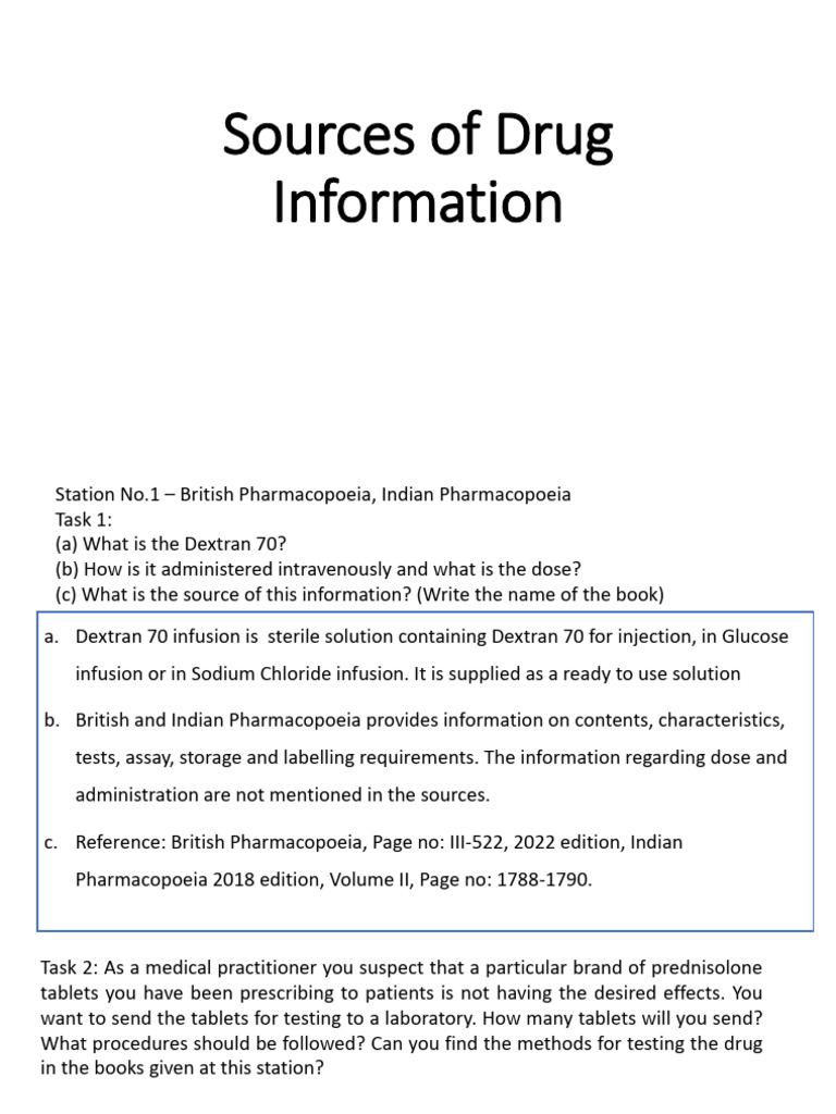 Drug Information Sources and Guidelines | PDF | Intravenous Therapy ...