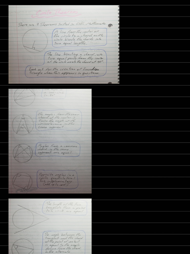 Circle Theorem Notes | PDF