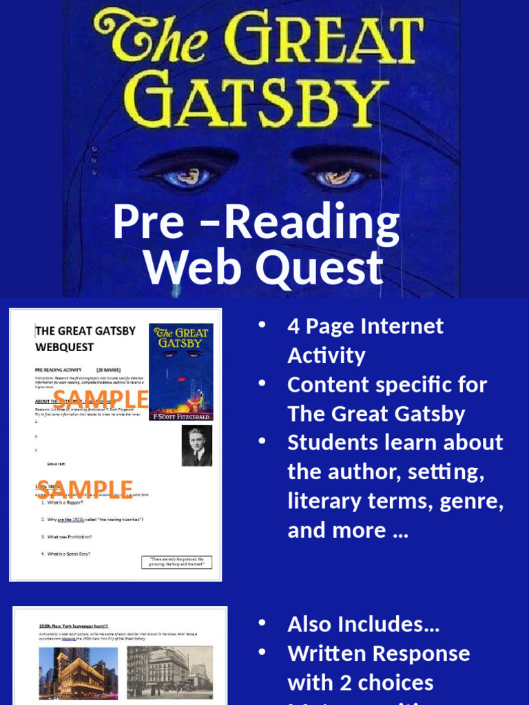 Great Gatsby Pre-Reading Web Quest | PDF