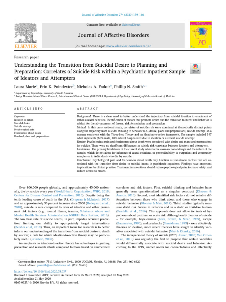Journal of Affective Disorders: Laura Marie, Erin K. Poindexter ...