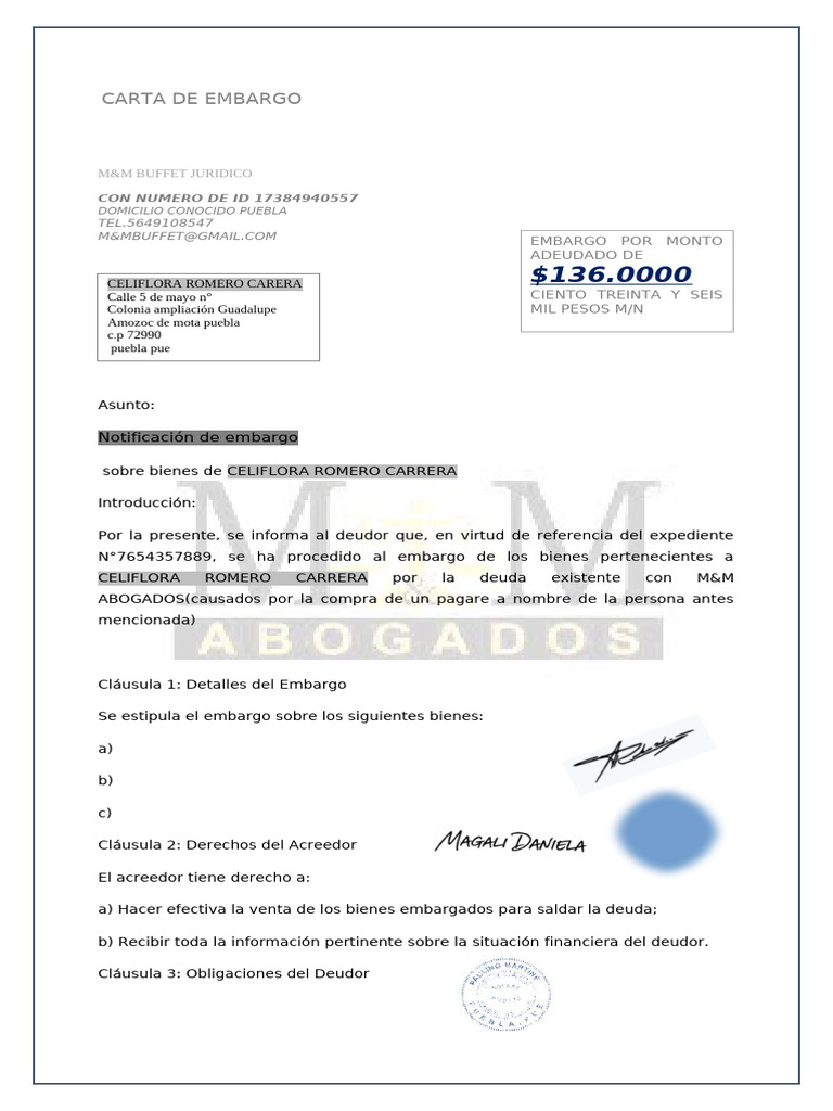 Carta de Embargo | PDF