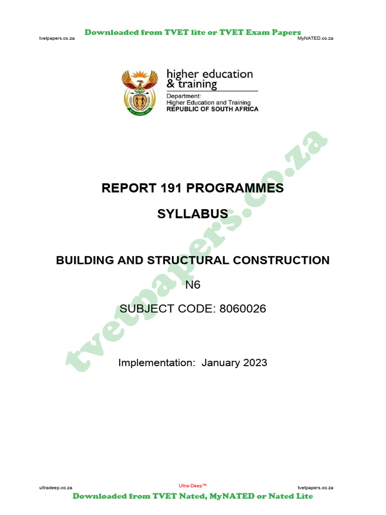 Open N6 Building and Structural Construction SYLLABUS - Tvetpapers.co ...