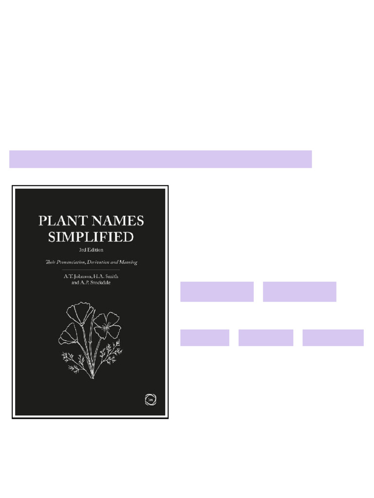 Plant names simplified their pronunciation derivation and meaning Third ...