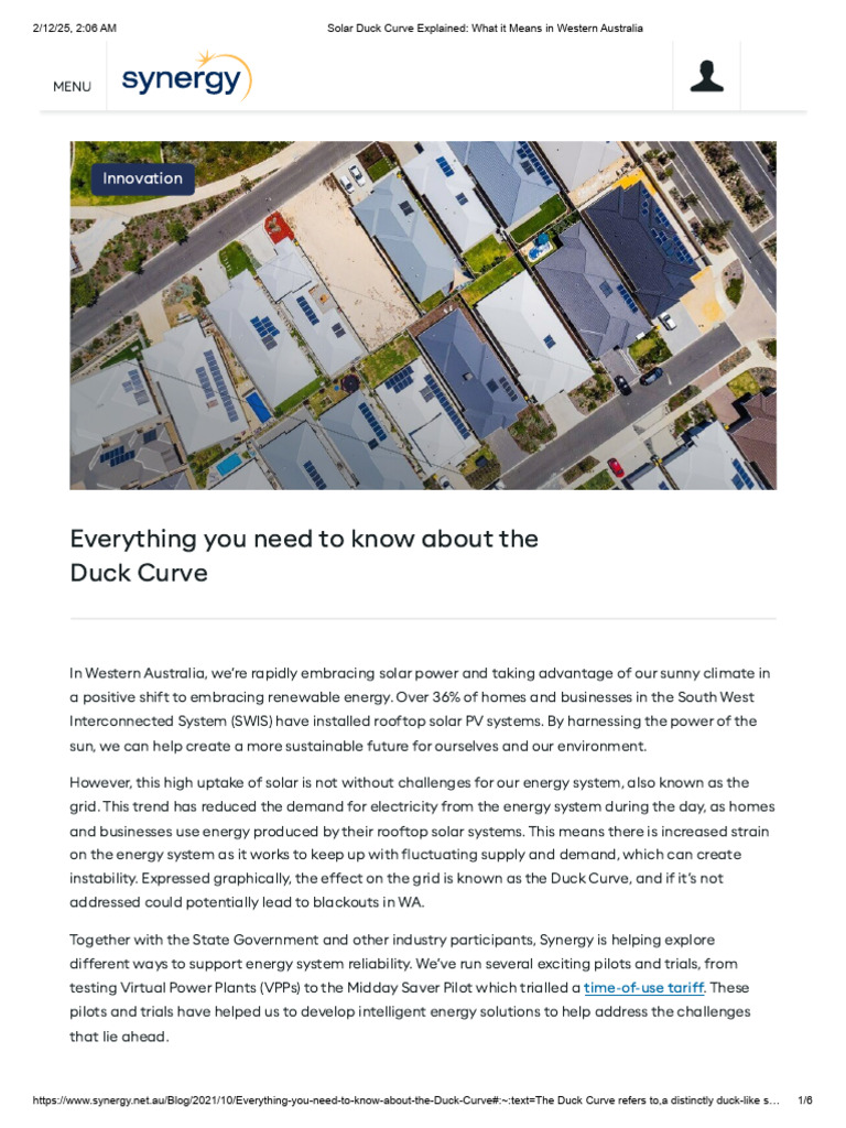 Understanding the Duck Curve in WA | PDF | Solar Power | Electrical Grid