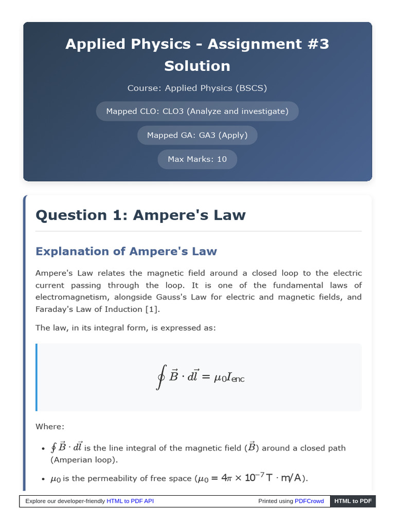 Solved Assignment Applied Physics | PDF | Electromagnetic Induction | Transformer