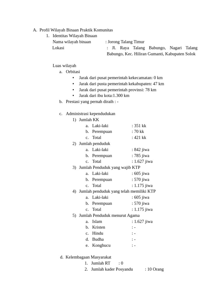 Profil Jorong Talang Timur, Solok | PDF