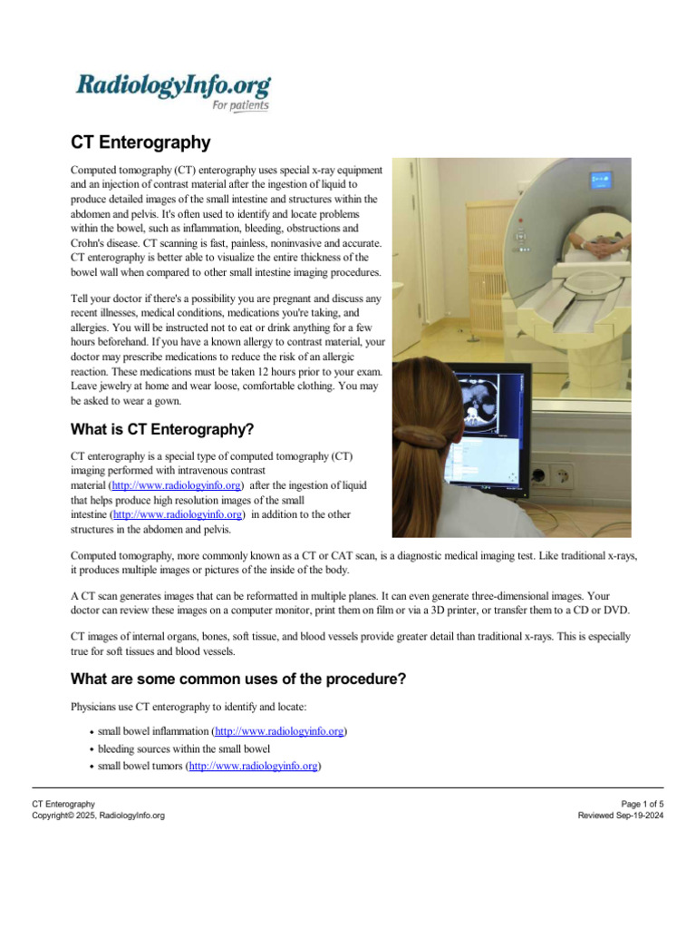 CT Enterography: Imaging the Small Intestine | PDF
