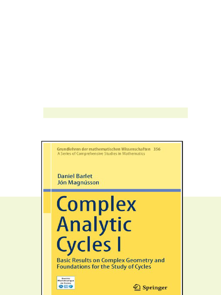 Complex Analytic Cycles I Basic Results On Complex Geometry And ...
