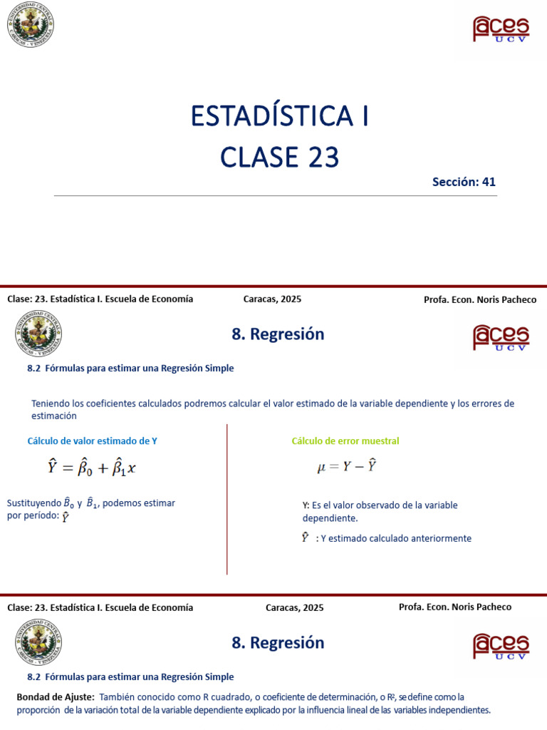 Clase 23. Estadística I | PDF | Análisis de regresión | Métodos ...
