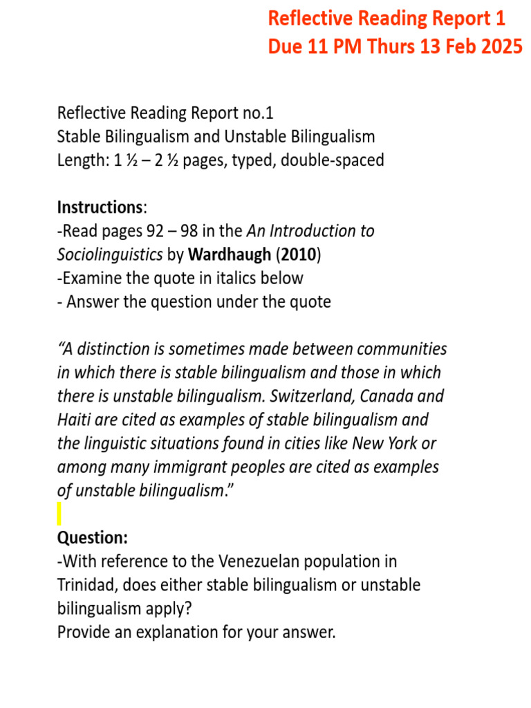 Assignments - Reflective Reading Report 1 DUE 11 PM 13 Feb | PDF