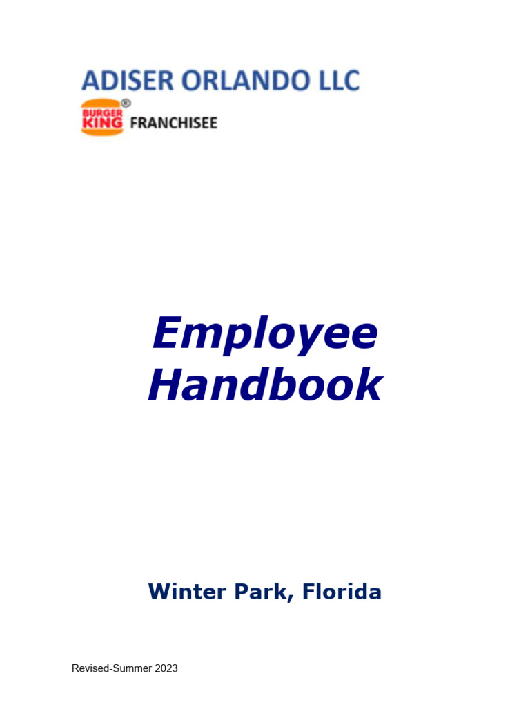 Adiser+Orlando+ +Employee+Handbook Revised+Summer+2023379 | PDF ...