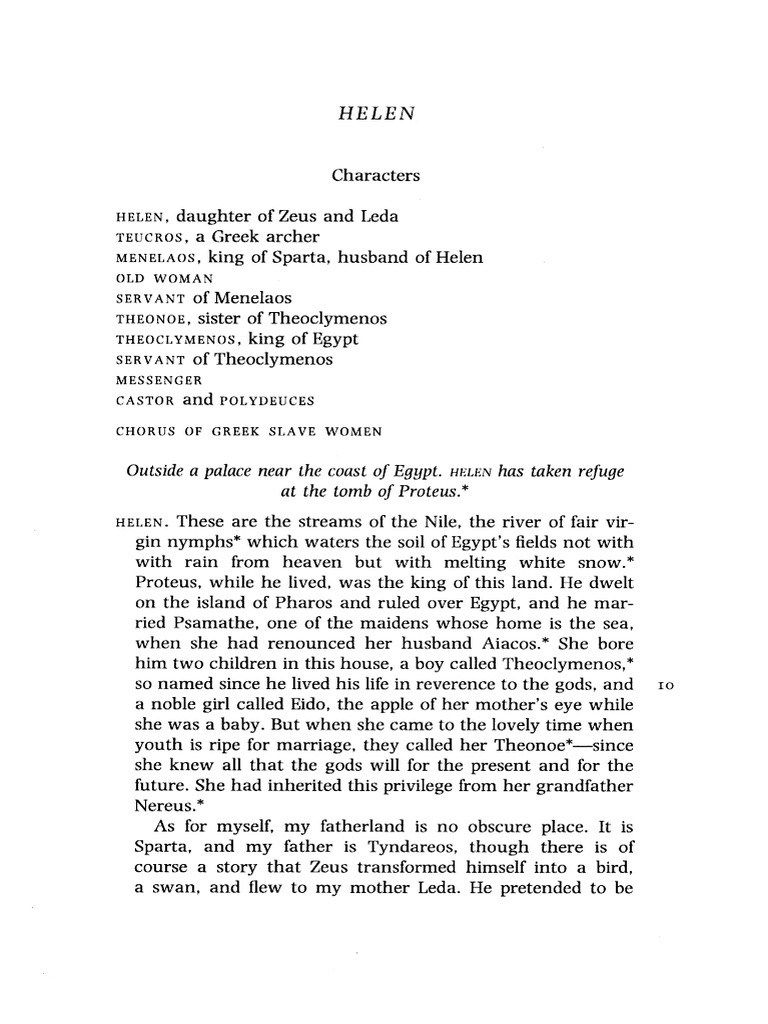Helen in Egypt | PDF | Helen Of Troy | Hera