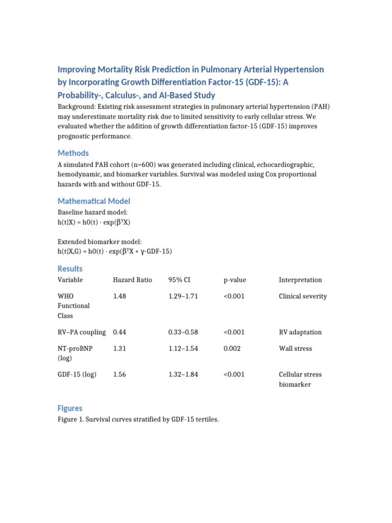 Enhancing PAH Mortality Prediction with GDF-15 | PDF | Risk ...