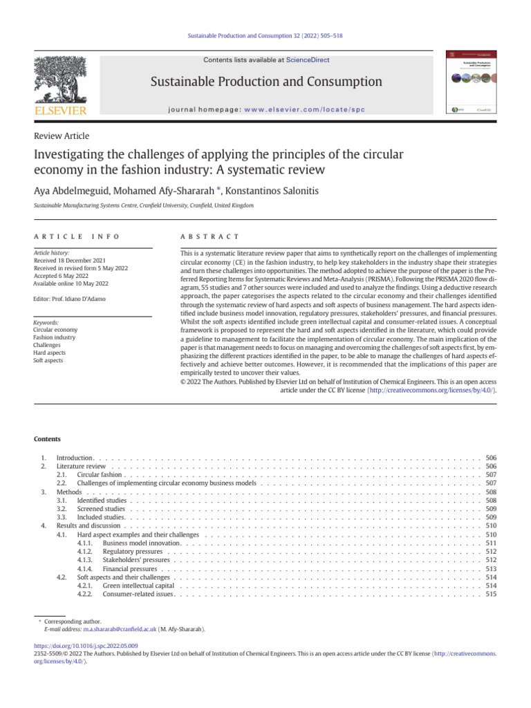 Investigating the Challenges of Applying the Principles of the Circular ...