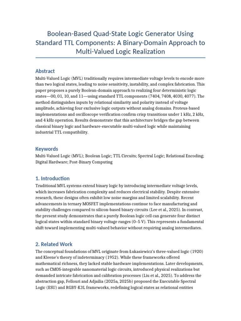 Boolean Quad-State Logic with TTL Components | PDF | Logic Gate ...