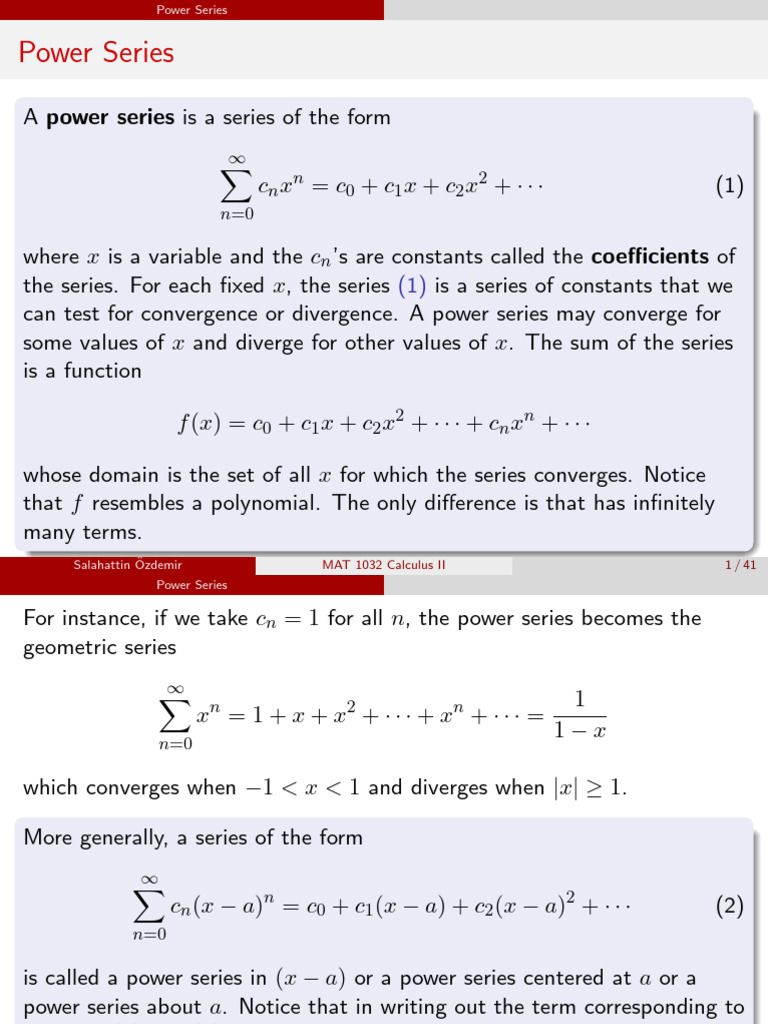 2 Power Series | PDF | Power Series | Algebra