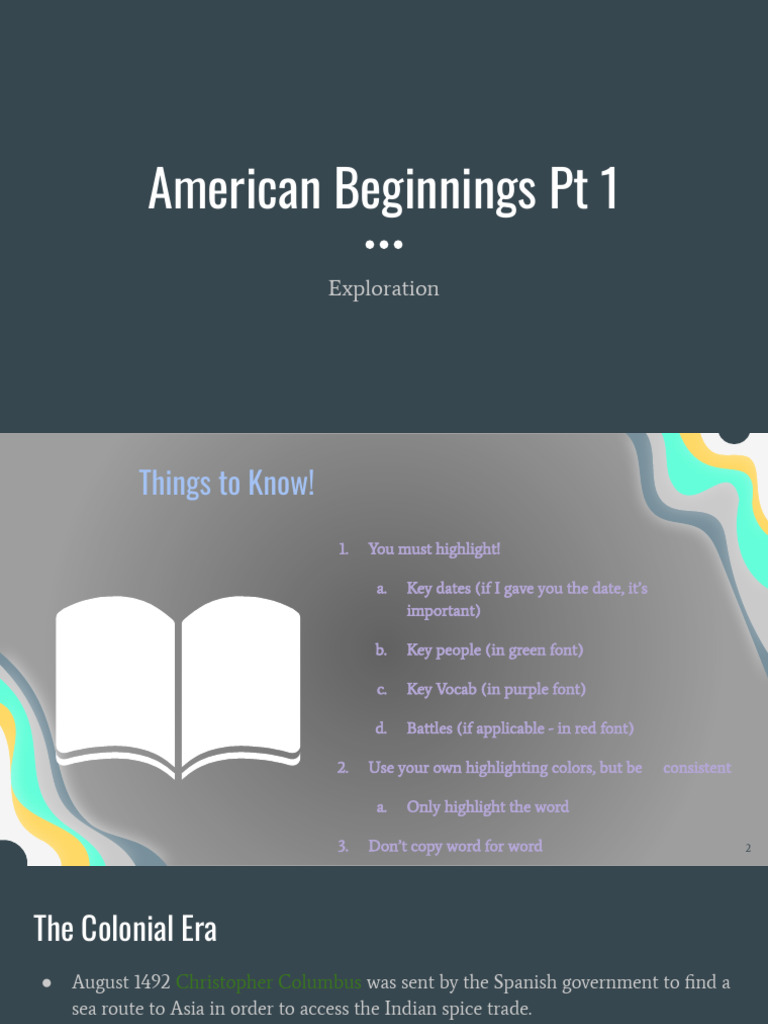 American Beginnings PT 1 | PDF | Thirteen Colonies | Colonial History ...