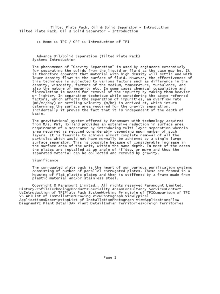 Tpi and Cpi | PDF | Water Purification | Water Treatment