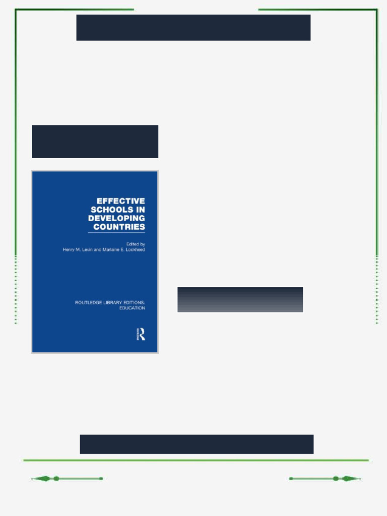 Effective Schools in Developing Countries 1st Edition Henry Levin eBook ...
