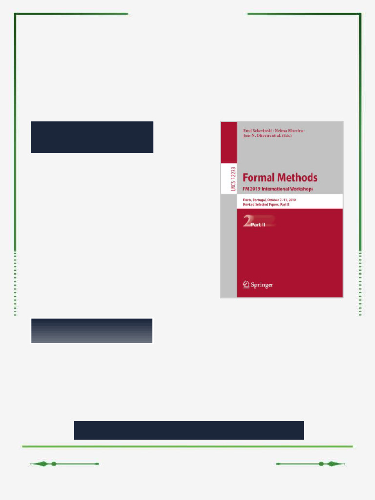 Formal Methods FM 2019 International Workshops Porto Portugal October 7 ...
