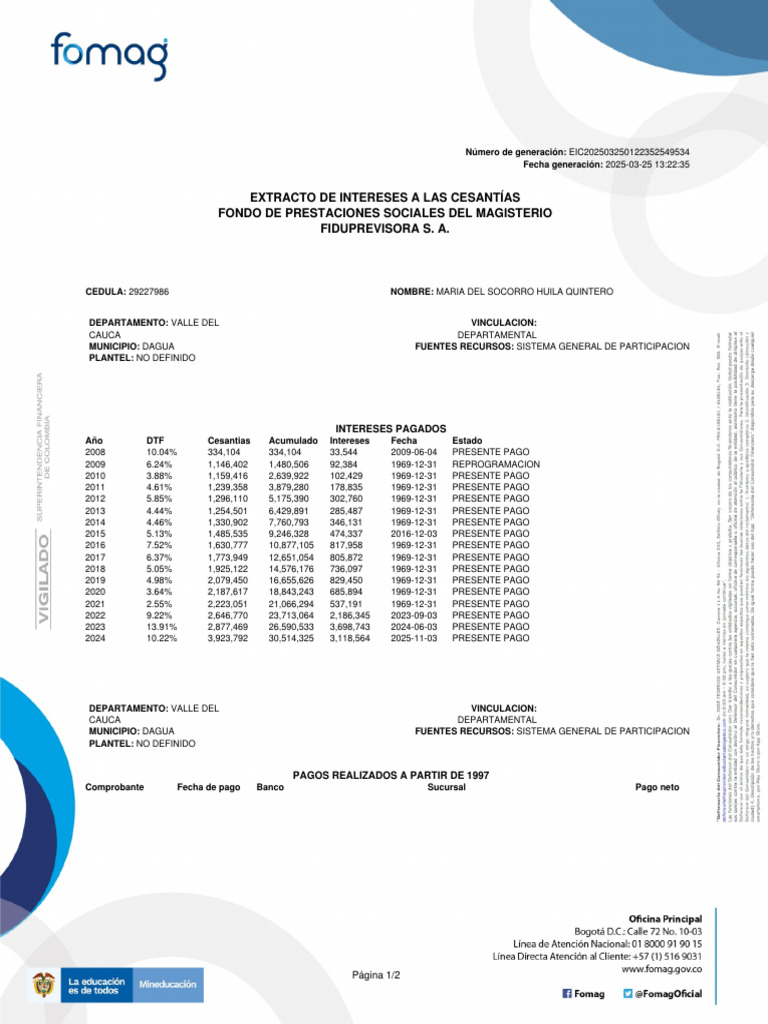 INTERESES A LAS CESANTIAS 2024 SE PAGAN | PDF
