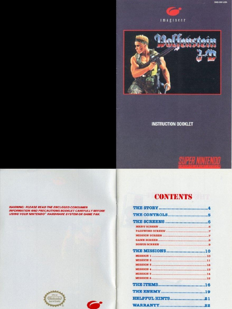 Wolfenstein 3D (USA) Game Manual | PDF
