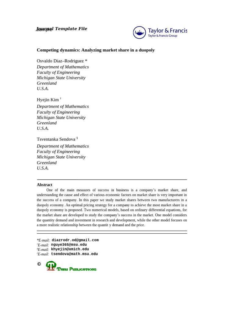 T&F Journal Template | PDF | Economic Equilibrium | Economics