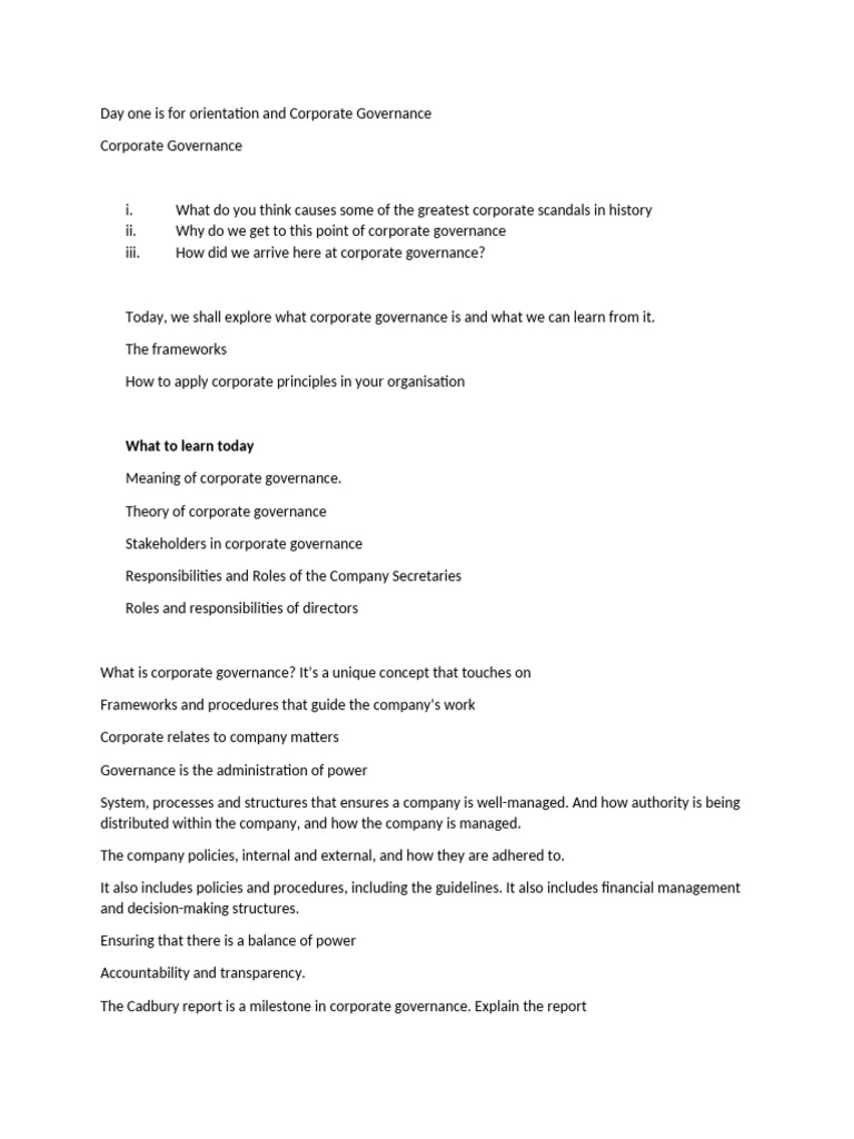 Understanding Corporate Governance Essentials | PDF | Corporate ...