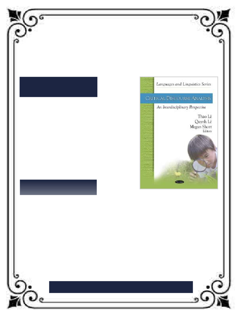 Critical Discourse Analysis An Interdisciplinary Perspective 1st ...