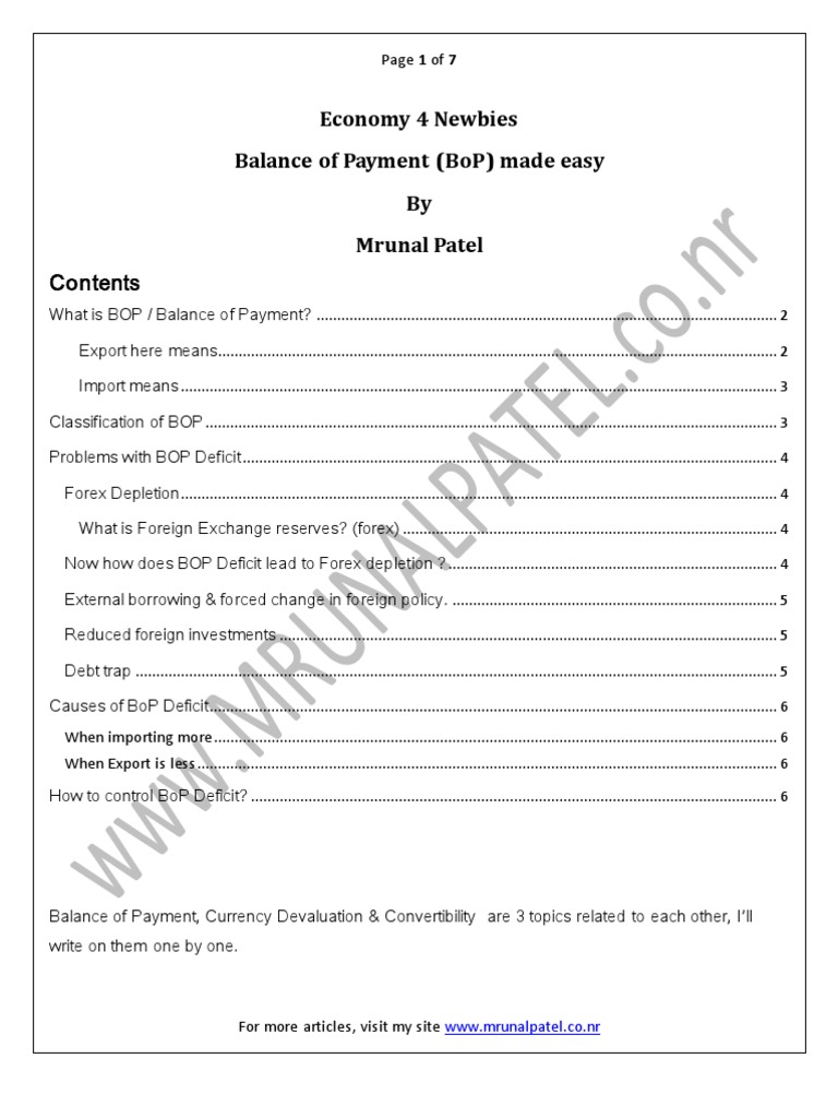 Balance of Payment BoP Via Diagrams | Download Free PDF | Balance Of ...