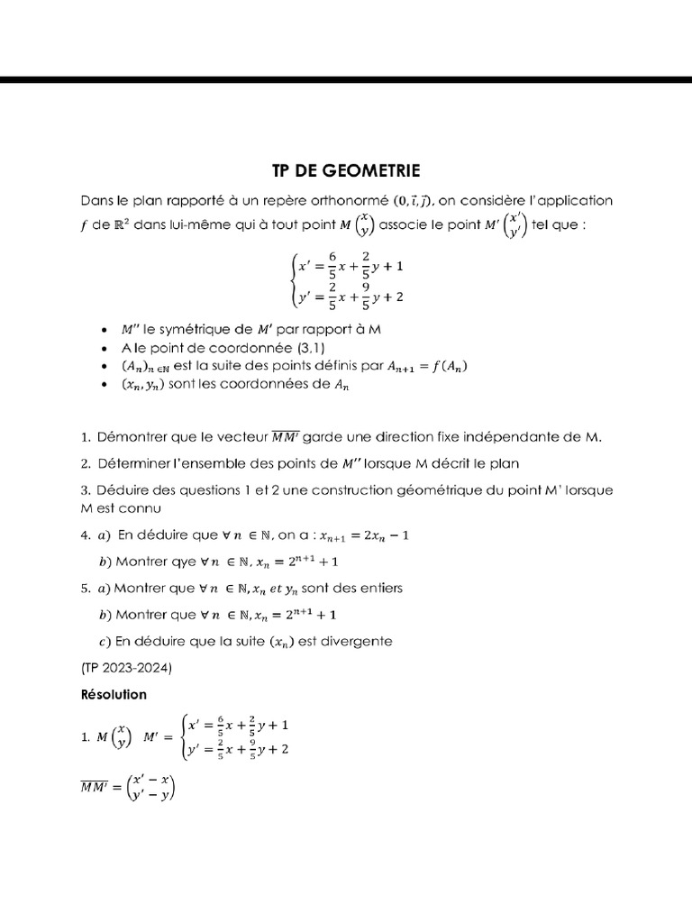TP Géométrie Corrigé | PDF