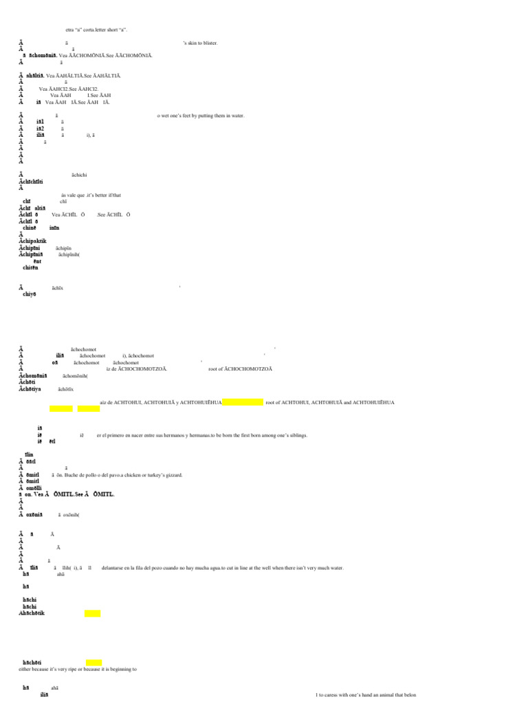 Vocabulario - Náhuatl de La Huasteca | PDF