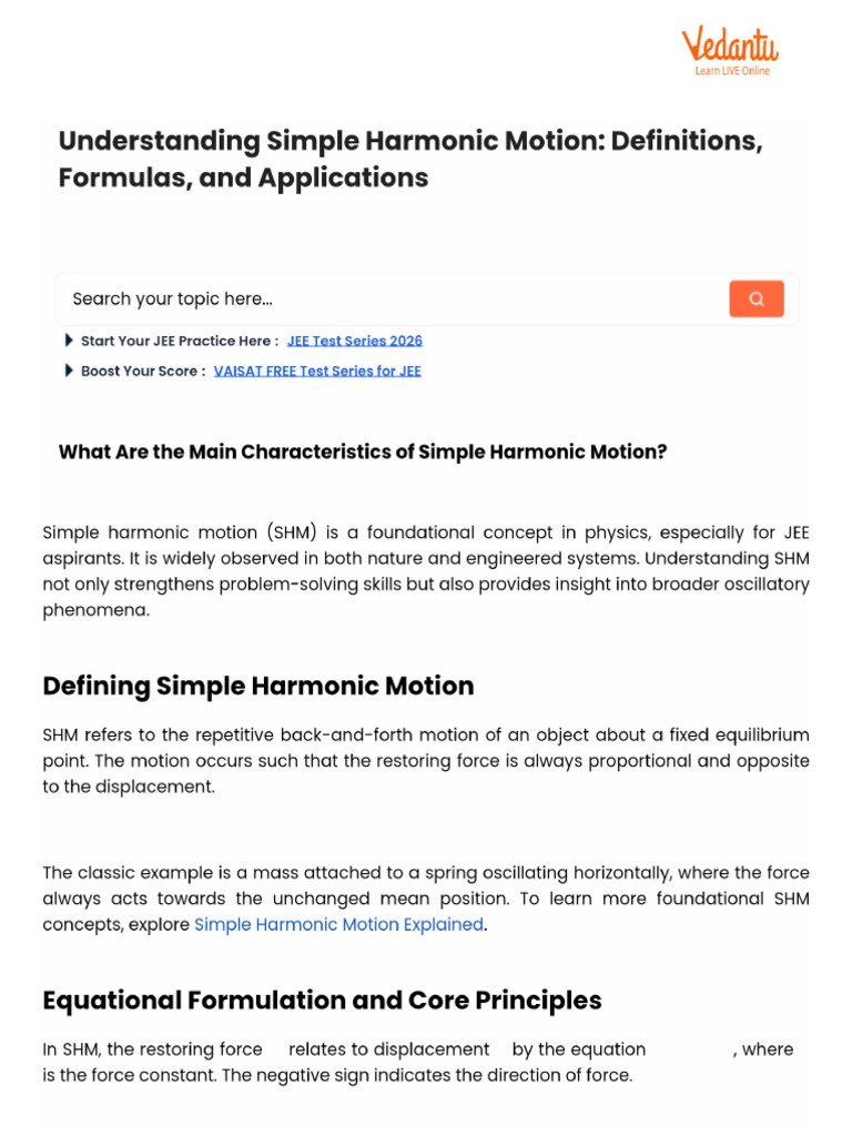 Understanding Simple Harmonic Motion - Definitions, Formulas, and ...