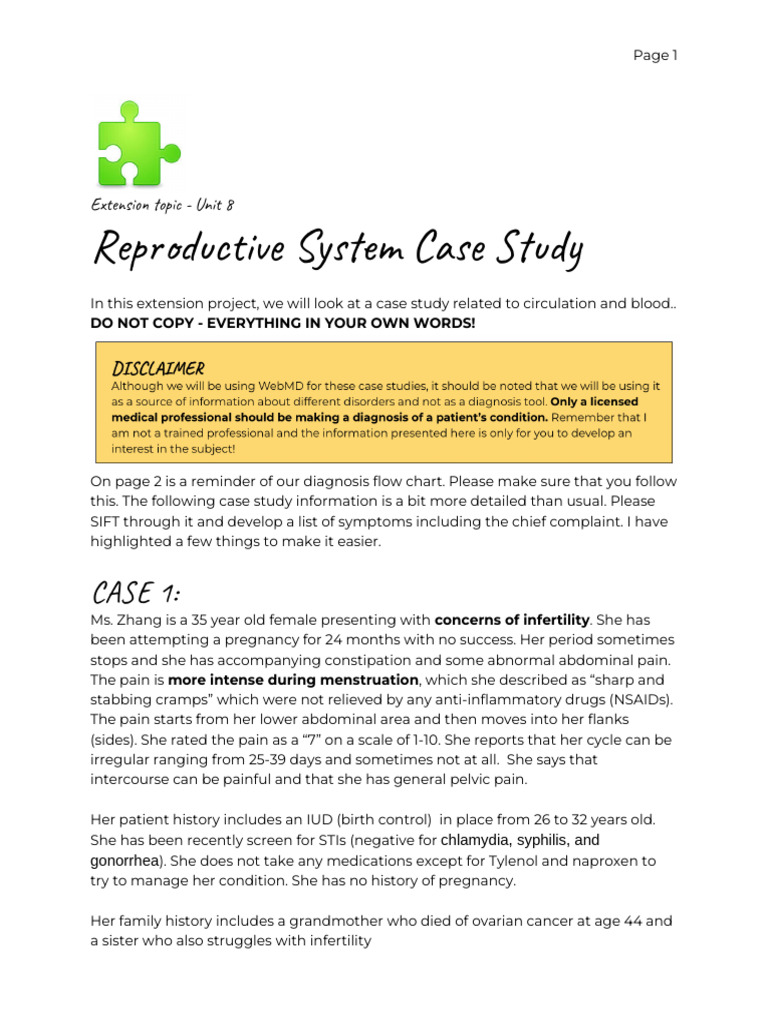 Infertility Case Study Analysis | PDF | Differential Diagnosis ...
